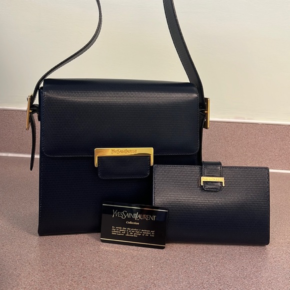 Yves Saint Laurent | Bags | Blue Yves Saint Laurent Shoulder Bag With ...